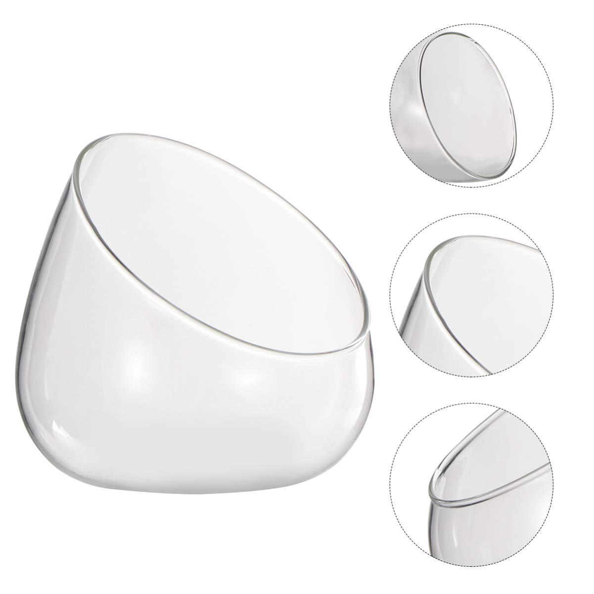 Hemoton Glass Slant Cut Bowl Glass Round Slant Cut Bowl Terrarium ...