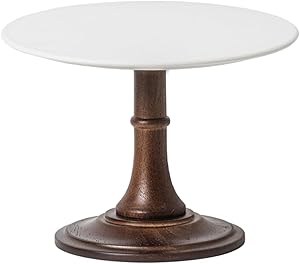 Amazon.com | Kanwone 8-Inch Cake Stand, Ceramic Cake Plate with Acacia ...