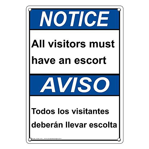 Weatherproof Plastic Vertical ANSI Notice All Visitors Must Have an ...