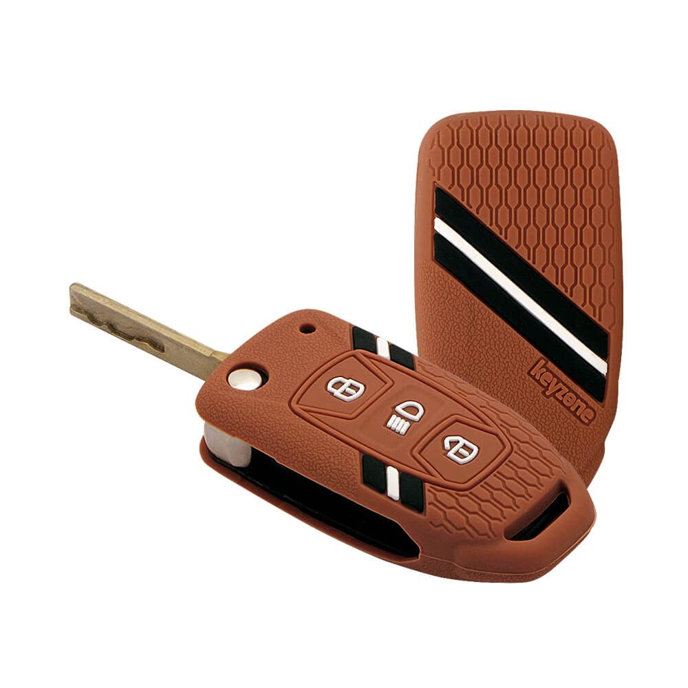 Keyzone® Striped Silicone Key Cover fit for Tata Curvv, Nexon, Harrier ...