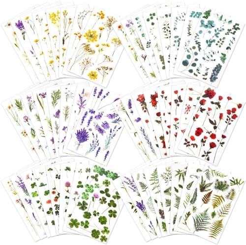 Amazon.com: Generic Pressed Flower Themed Stickers, 48 Sheet 722 Pieces ...