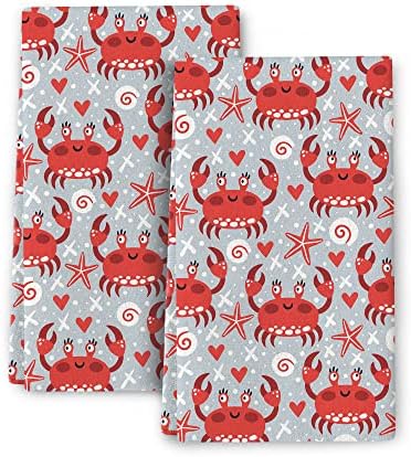 Amazon.com: Cute Crabs Nautical Seafood Kitchen Dish Towels 2 Piece ...