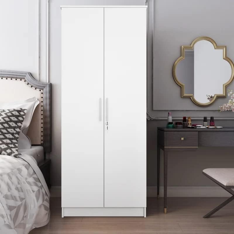 ABBAJI INTERIORS Engineered Wood Two-Door Wardrobe 5 Shelves Cabinet ...