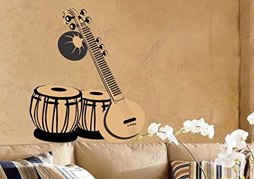 Buy Home Decor Tattoos Tabla and Sitar Wall Stickers 31x36 Inch Online ...