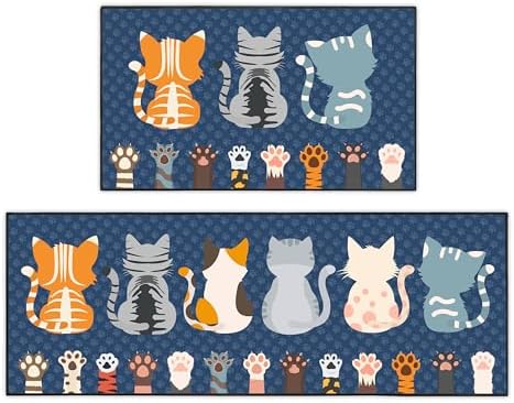 Amazon.com: JWXCBIM Cat Kitchen Rug 2 Piece Set, Country Farmhouse ...