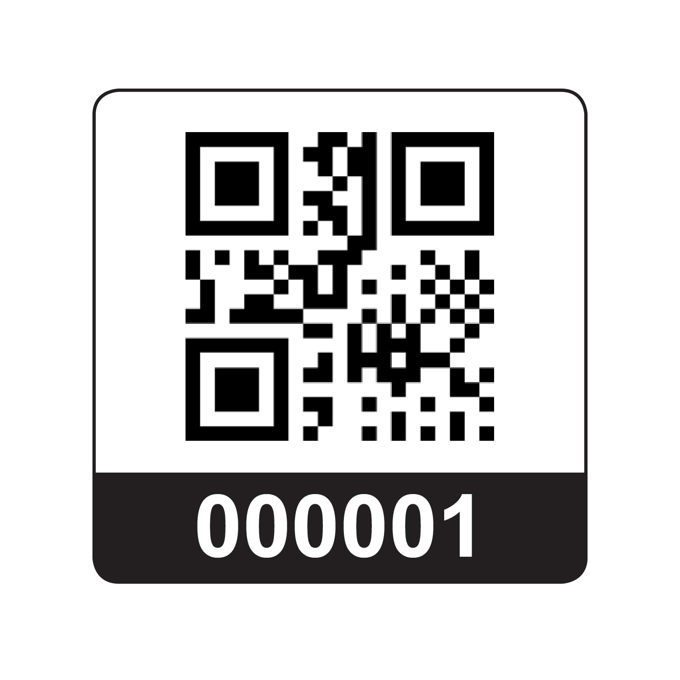 250 Serialised QR Code Asset Tag Labels Custom Stickers- Black 40mm x ...