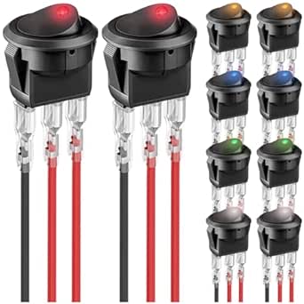 Amazon.co.jp: MKBKLLJY 10pcs Lighting Round Rocker Switch DC 20A 12V ...