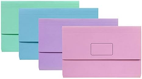 Marbig Slimpick Foolscap Document Wallet Pastels Assorted Pack10 ...