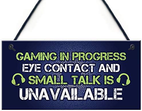 Red Ocean GAMING IN PROGRESS Novelty Gaming Sign Funny Christmas Gamer ...