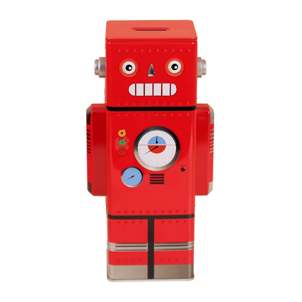 Amazon.com : ibasenice Robot Saving Piggy - Metal Red Robot Piggy Bank Kids Piggy Money Bank ...