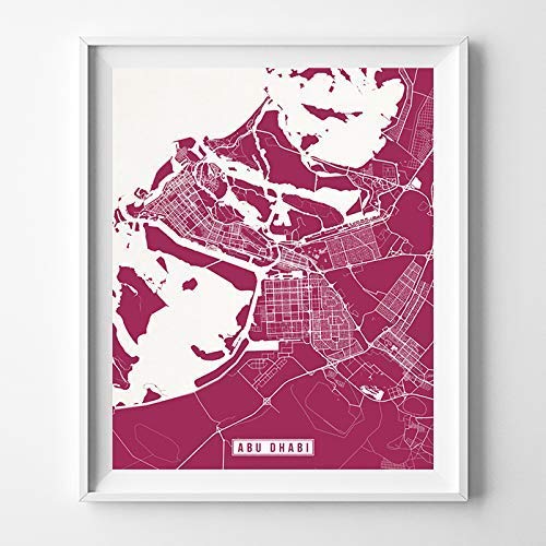 Amazon.com: Abu Dhabi United Arab Emirates City Street Map Wall Art ...