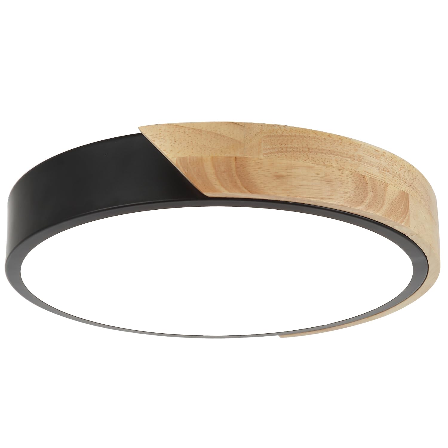 fengkiop Modern LED Ceiling Light Fixture, Black&Wood Minimalist Flush ...