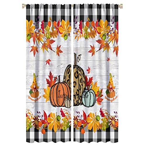 Autumn Fall Barrel of Pumpkins Window Curtains [Thanksgiving]