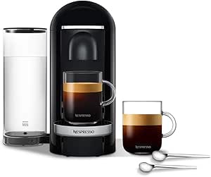 Nespresso Pack VertuoPlus Black + 2 Vertuo Mugs + 2 Gift Spoons + 12 ...