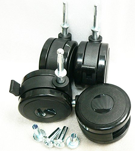 Oajen 3" 75mm Twin Wheel Caster, Black Riveted Soft Wheel adds Strength ...