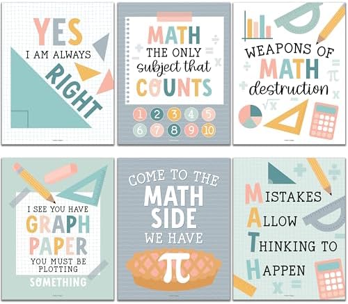Amazon.com : Hadley Designs 6 Math Posters – Fun & Motivational Math ...
