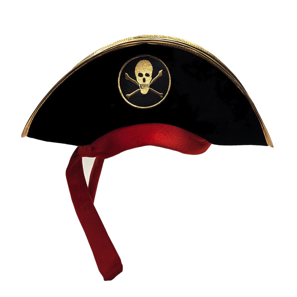 Amazon.com: Treasure Gurus Black Captain Pirate Hat Skull Crossbones Adult Cosplay Halloween ...