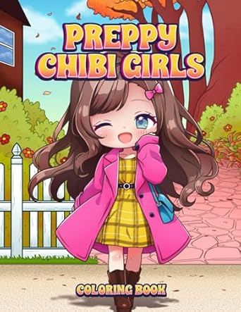 Preppy Chibi Girls Coloring Book: Kawaii Chibi Girls in Cute Preppy ...