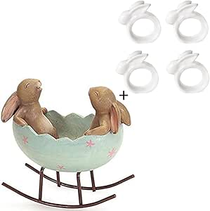 Amazon.com: Vintage Rustic Bunnies Rabbit Figurine Statue Bunny Rabbits ...