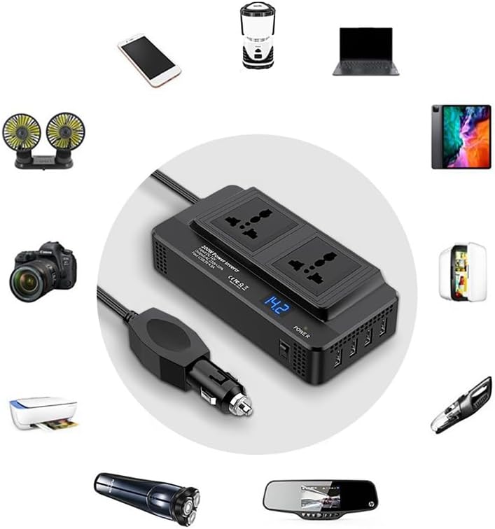 Car Power Inverter Newly Car Plug Adapter Outlet Charger DC 12V-24V to ...