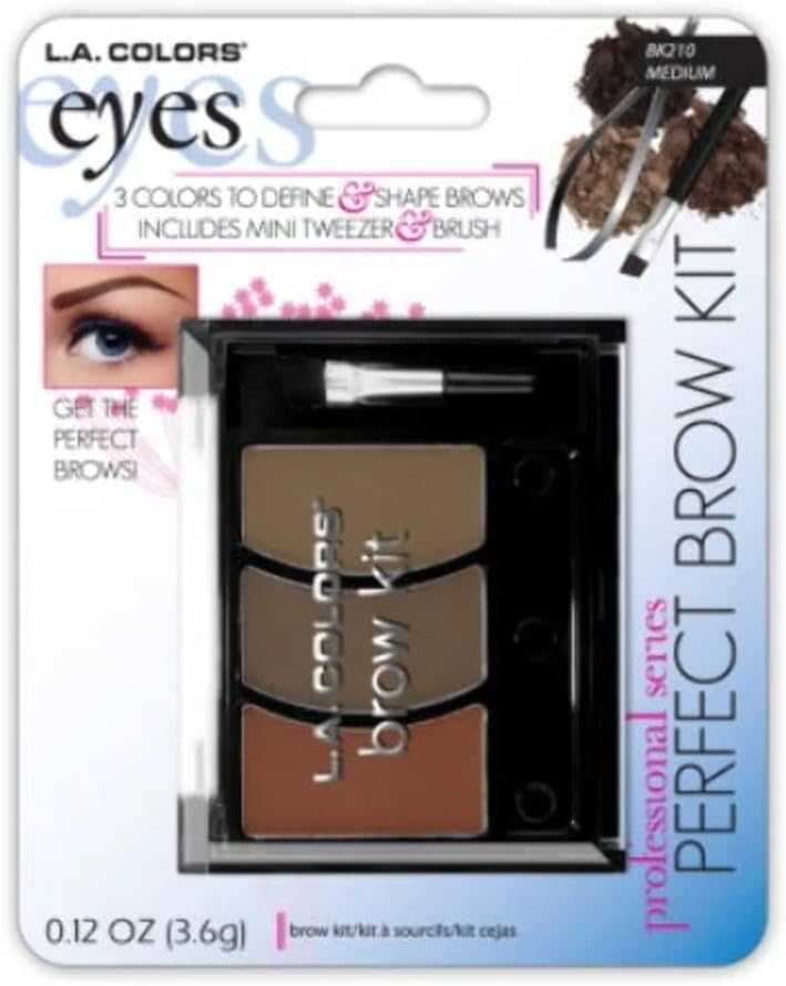 Amazon.com : L.A. COLORS Perfect Brow Kit (carded), Medium CBK210 ...