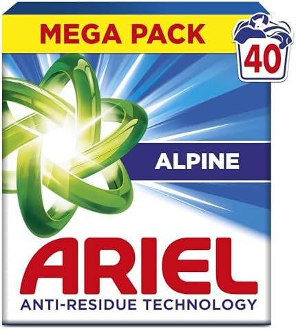 Ariel Lessive Poudre Dissolution Rapide 2.2kg, 40 Lavages, Alpine, Avec ...