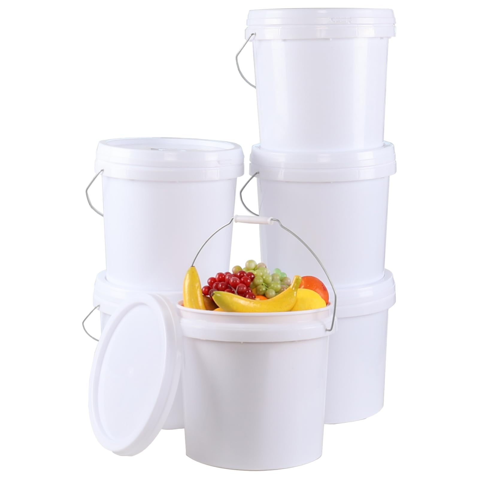 Amazon.com: Farmoon 6 Packs 4 Gallon Food Grade Sealable Bucket, White ...