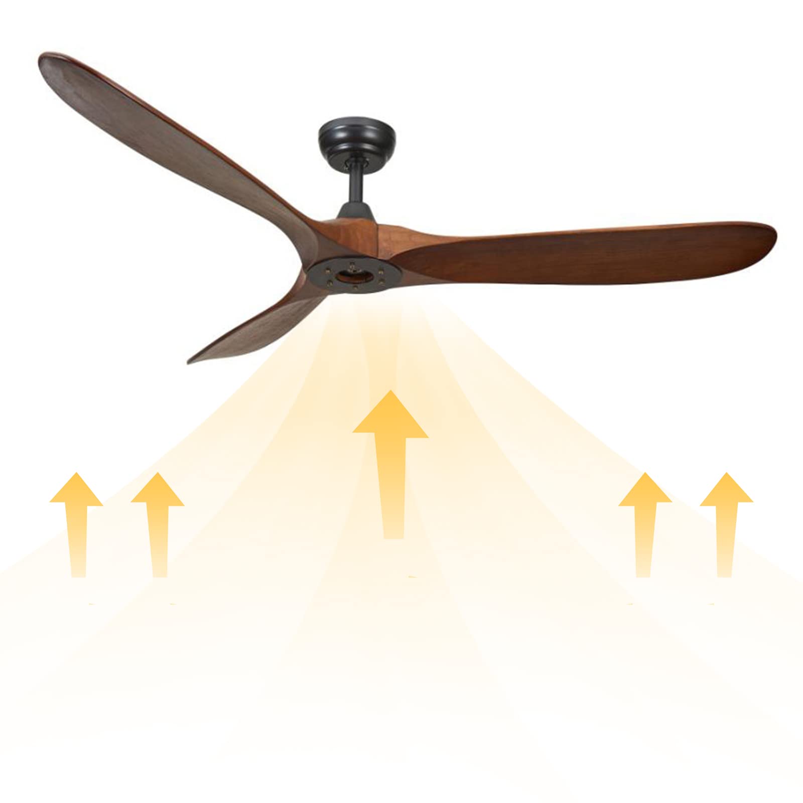 Buy Modern Ceiling Wood Fan 60'' Outdoor Ceiling Fans Solid Wood 3 ...