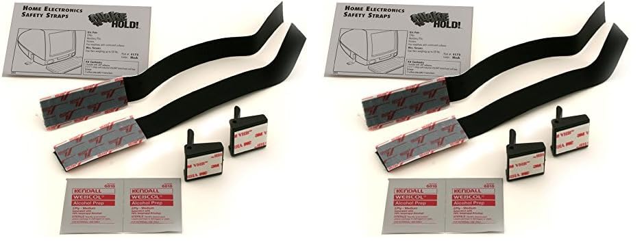 QuakeHold! 4173 Home Electronic Safety Strap, Black 11 Inch (Pack of 2 ...