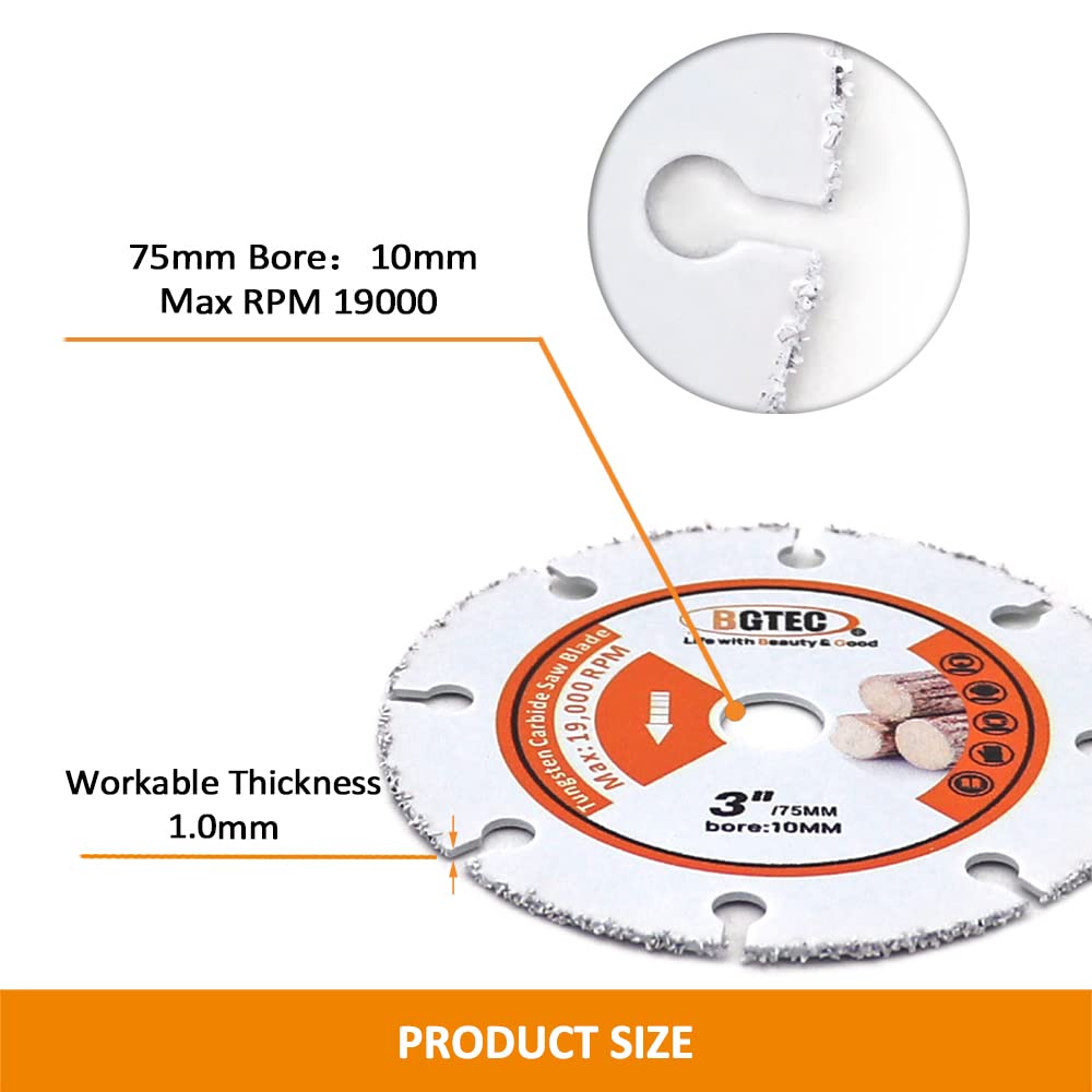 Snapklik.com : Carbide Wood Cutting Disc,10pcs 3 Inch/75MM Vacuum ...