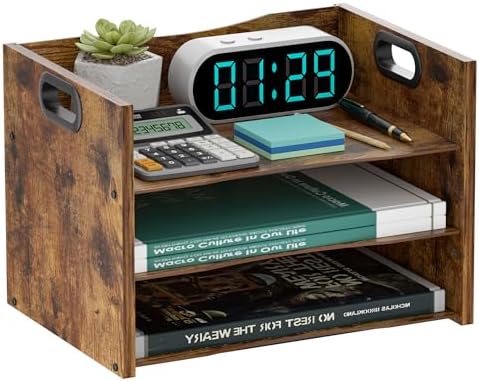 Amazon.com: PUNCIA 4 Tiers Wood Desk Desktop File Organizer and ...