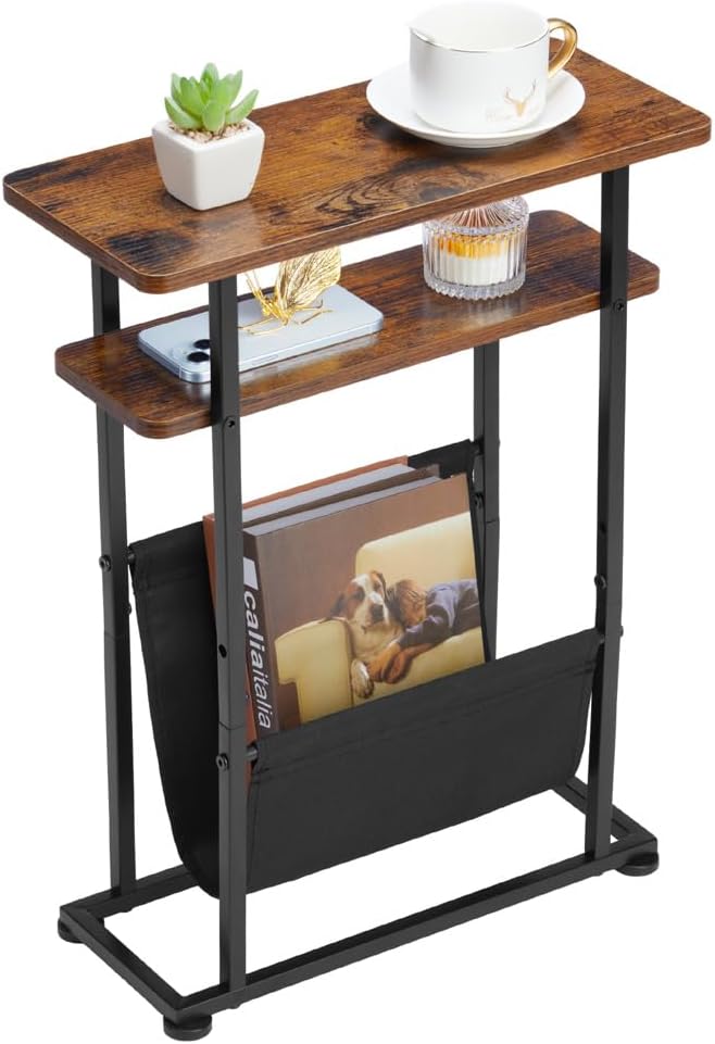 Amazon.com: ZEXVIDA Narrow End Table for Small Spaces - Slim Side Table ...