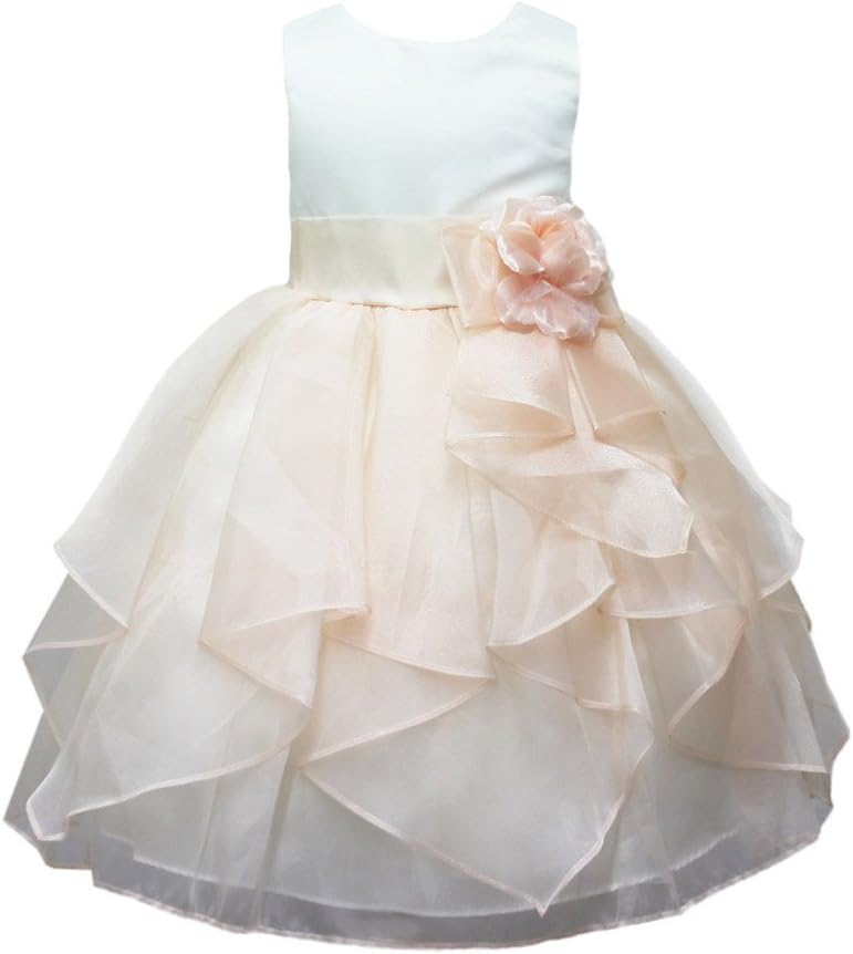 Amazon.com: KID Collection Girls Handkerchief Dress 8 Iv Peach (kid ...