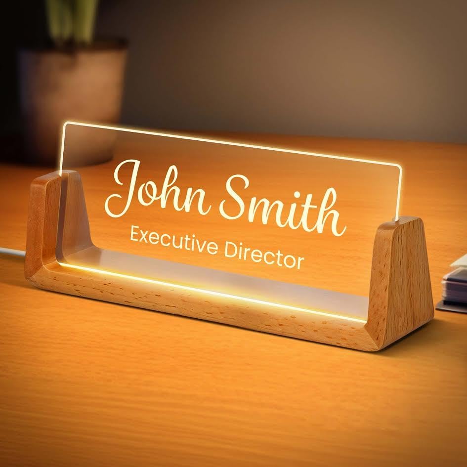 Amazon.com : Personalized Light Up Desk Name Plate, Custom LED Acrylic ...