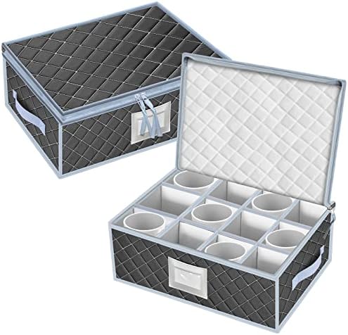 Amazon.com: Coffee Mug Storage Box with Dividers, Durable China Storage ...