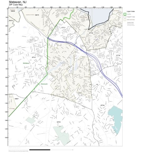 ZIP Code Wall Map of Matawan, NJ ZIP Code Map Laminated: Amazon.com ...