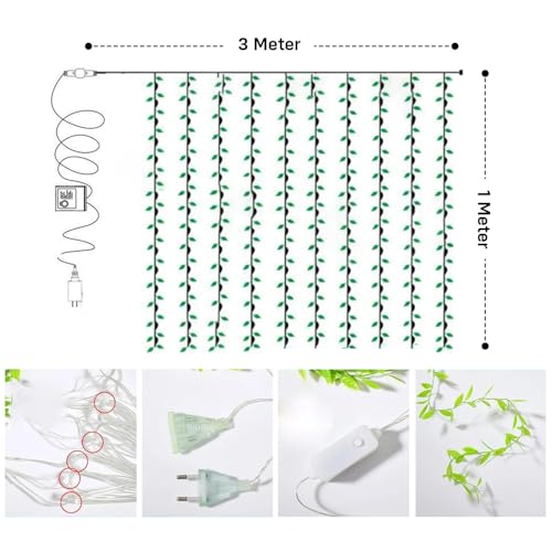 Party Propz White Net Backdrop for Pooja Decoration with Leaf Lights ...