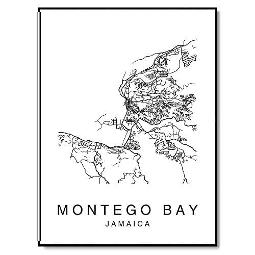 Amazon.com: Montego Bay Map Wall Art Poster Print Jamaica City Map ...