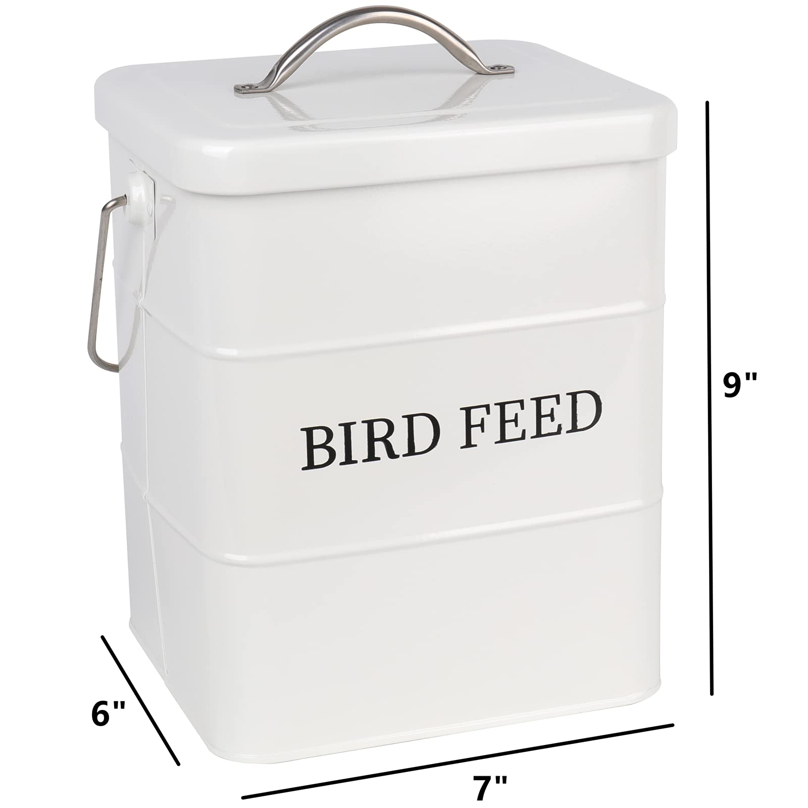 DEAYOU Pet Food Storage Tin with Lid, Metal Bird Seed and Feed ...