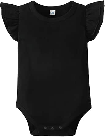 Amazon.com: Magic Park 0-24M Infant Girl Romper Baby Girls Solid Color Bodysuit Toddler Ruffle ...
