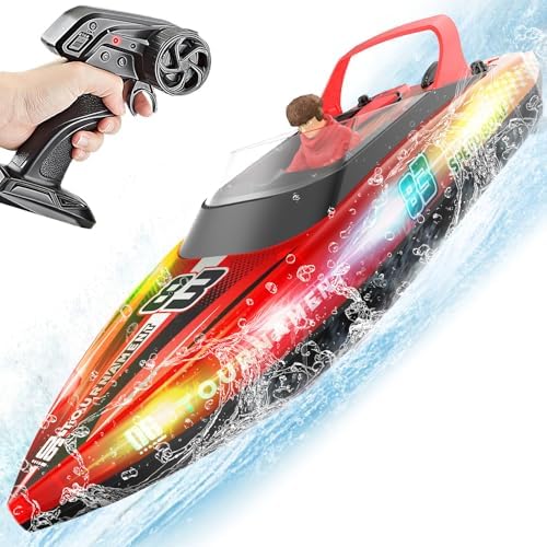 Amazon.com: Toileum RC Boat for Adults with LED Lights, 40+ Mins, Self ...