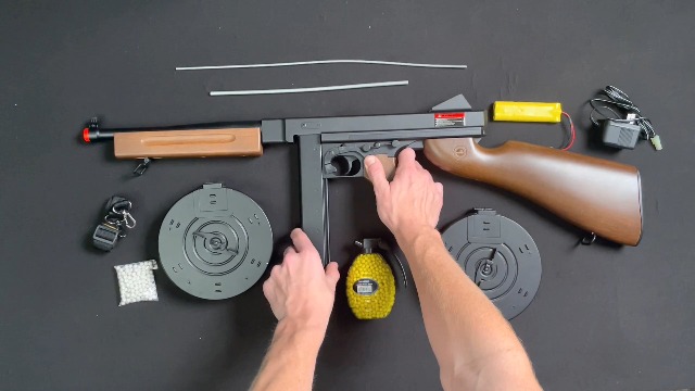 Watch Airsoft Tommy Thompson Submachine Gun WW2 Chicago Typewriter on ...