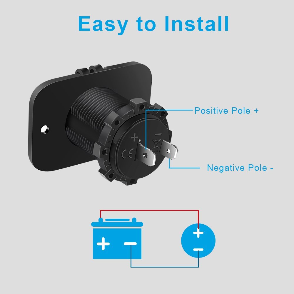 Snapklik.com : Riseuvo 12V Cigarette Lighter Socket, 2-Pack Waterproof ...