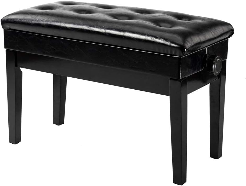 Amazon.com: Bonnlo Adjustable Duet Piano Bench with Storage Black Faux ...