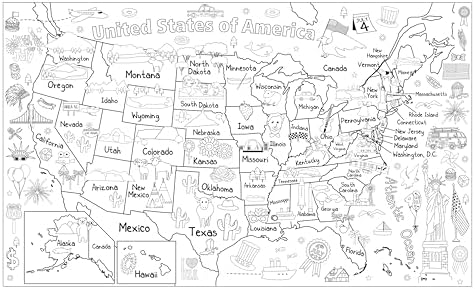 Amazon.com: 32 * 54" National Geographic United States Coloring Poster ...
