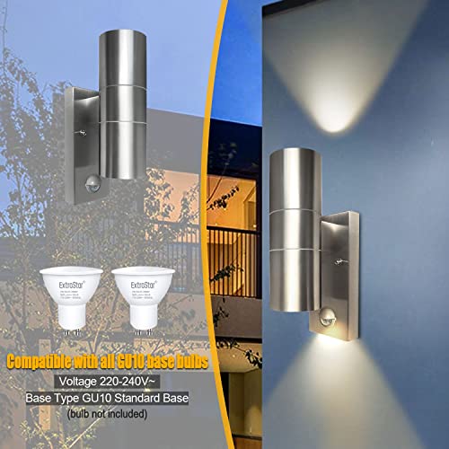 EXTRASTAR Outdoor Wall Lights PIR Motion Sensor, GU10 Base Double Up ...