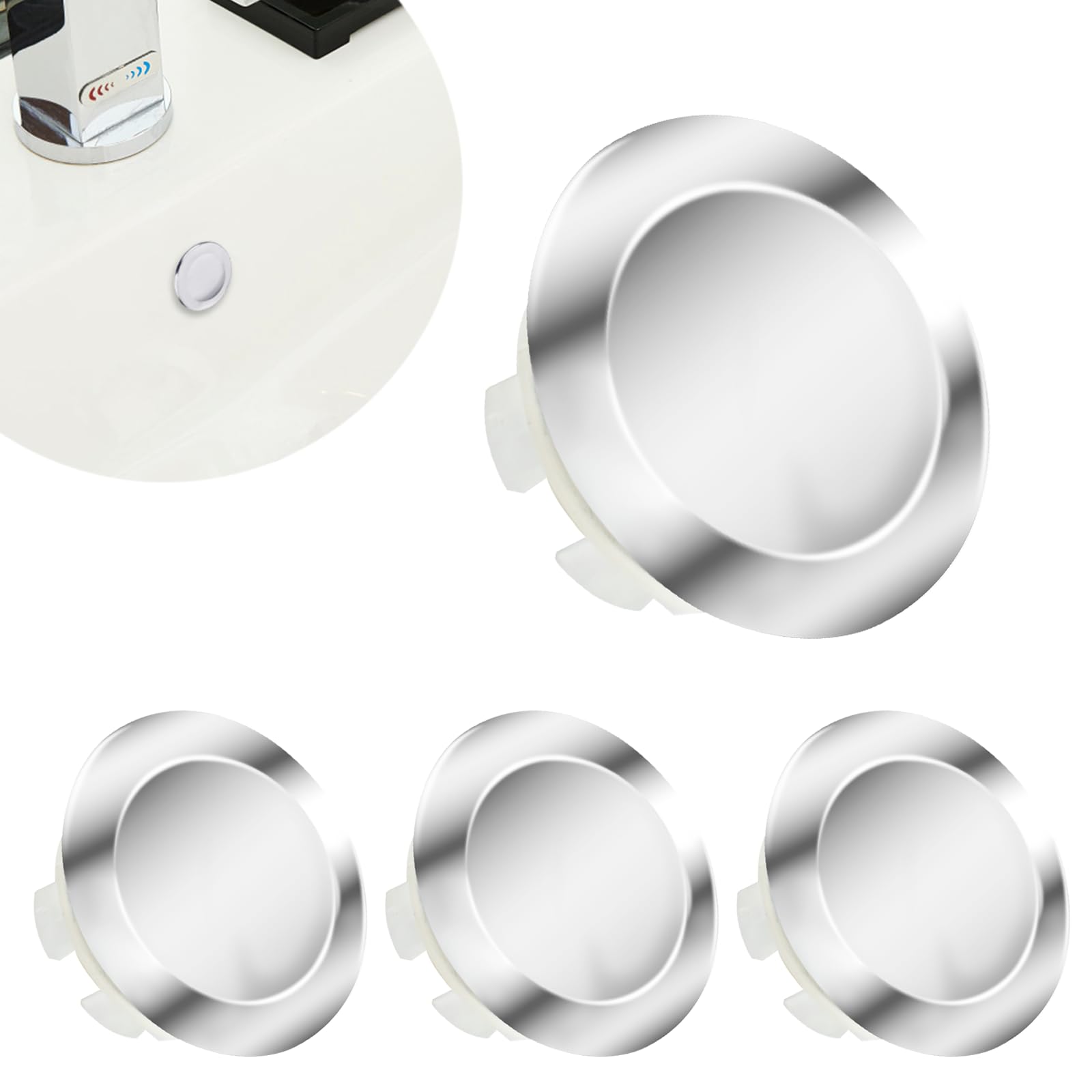 4 Pack Sink Overflow Ring Bathroom Sink Overflow Plug with Rear Water ...