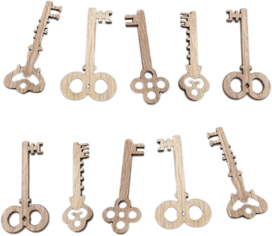 Amazon.com: COHEALI 100 Pcs Wood Key Slices Vintage Style DIY Craft ...