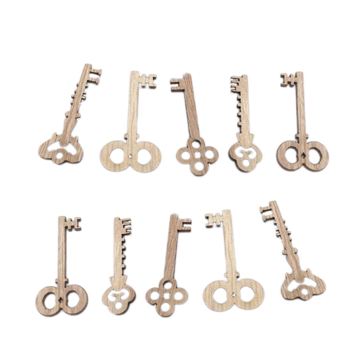 Amazon.com: 100 pcs Wood Trim Wooden Decor Vintage Keys Key Wooden ...