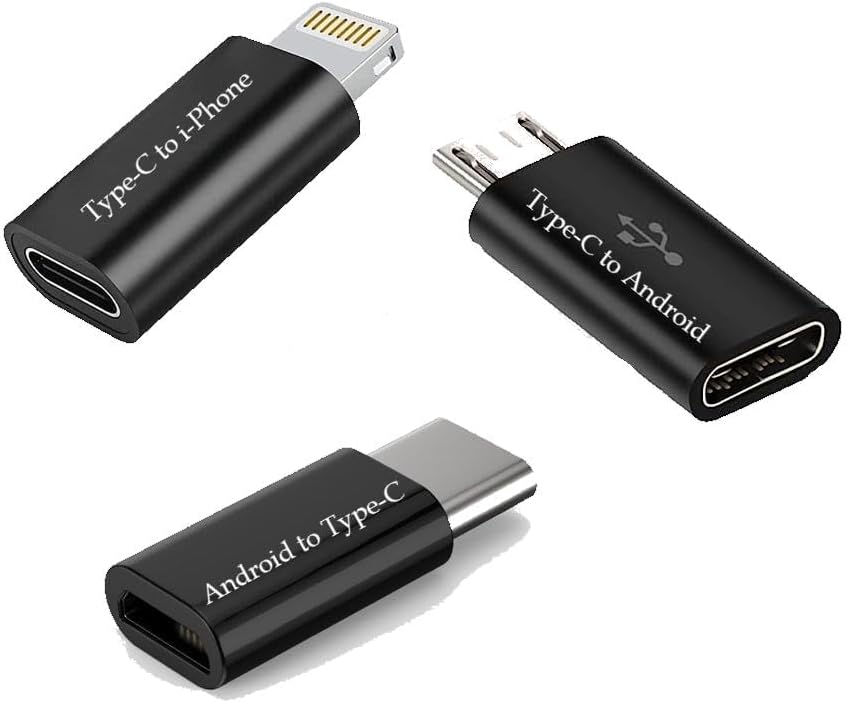 (Apple MFi Certified) (3 Pack Connectors, Type-C to Micro USB(Android ...